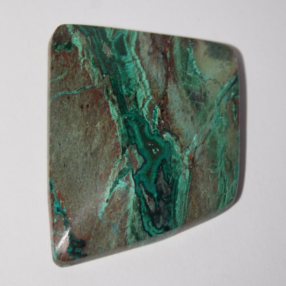 Коллекционный кабошон малахит в породе, 42х33х3 мм, Урал, "True Stones"