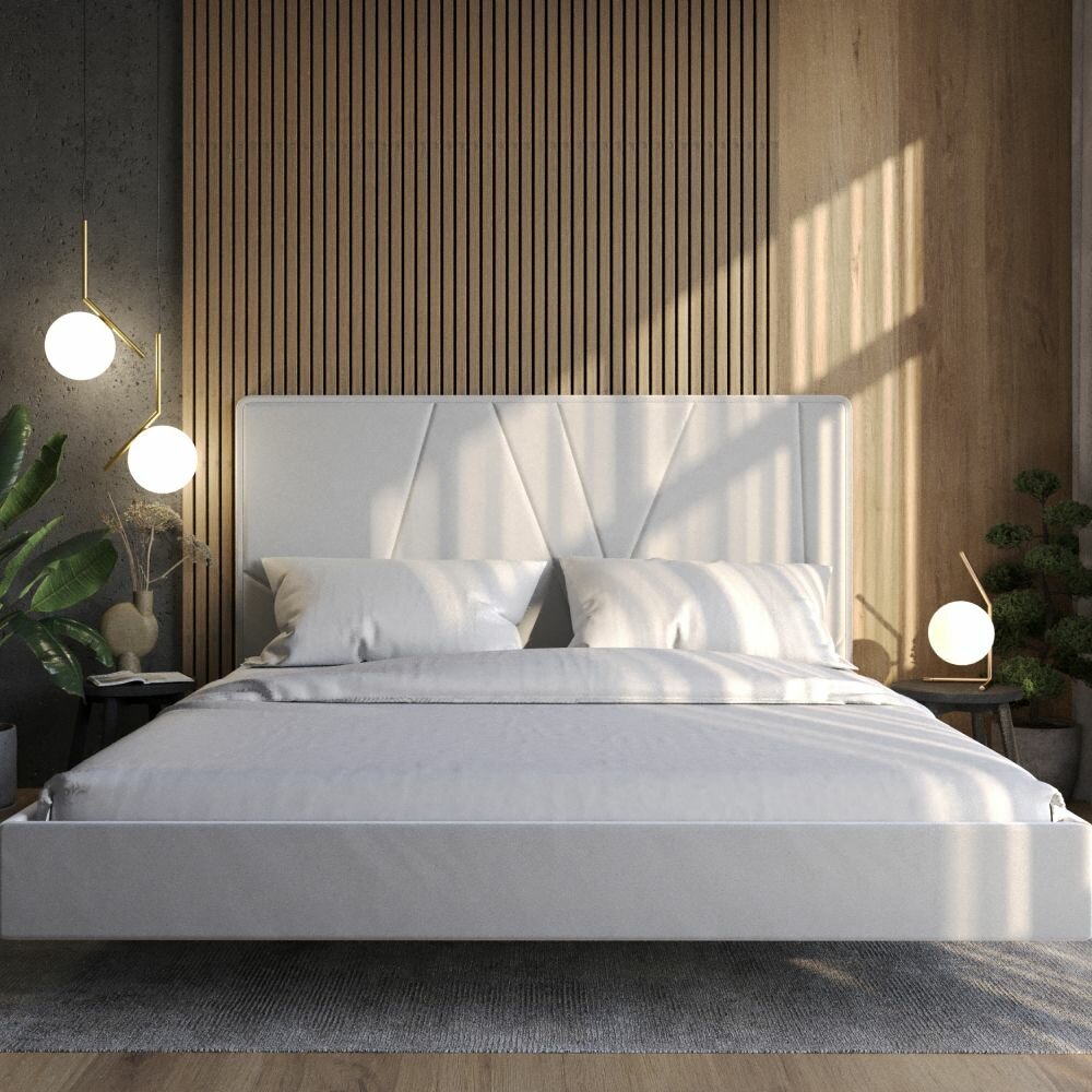 Кровать двуспальная 160x190 парящая Мельбурн цвет Серый