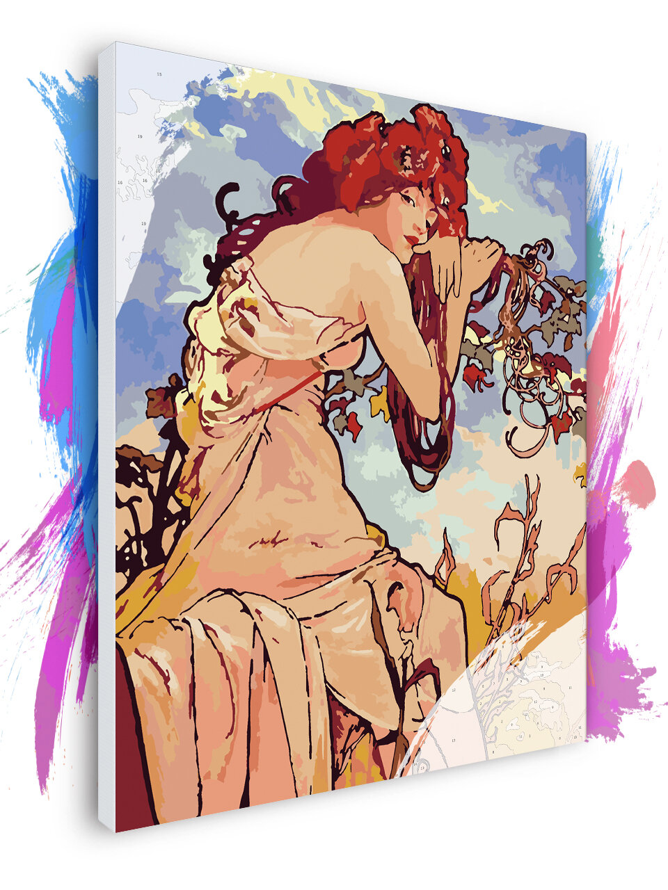 Картина по номерам на холсте Альфонс Муха - Лето, 60 х 80 см