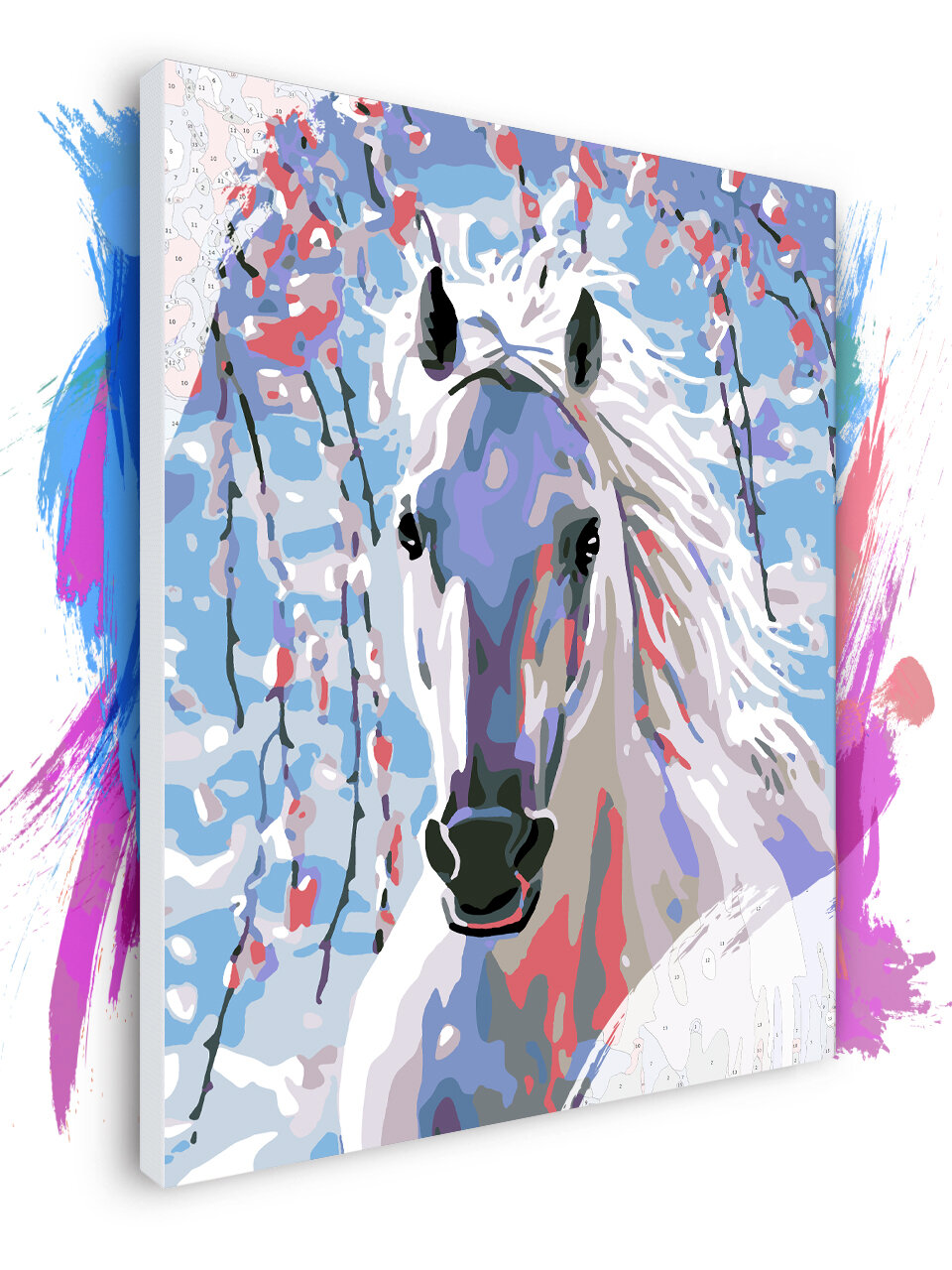 Картина по номерам на холсте Белая лошадь, 30 х 40 см