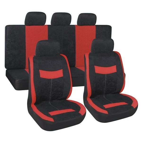 Чехлы автомобильные Skyway Forsage Вельвет черный/красный 9 предметов