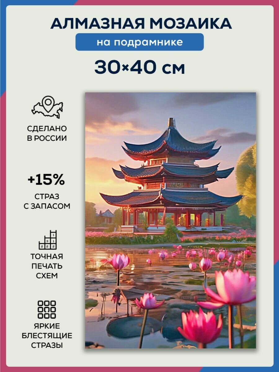 Алмазная мозаика 30x40 Китайская усадьба на подрамнике