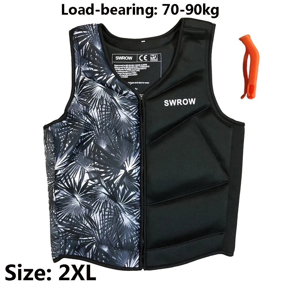 Спасательный жилет SWROW, неопрен, взрослый/детский Черный, 10 (70-90KG)