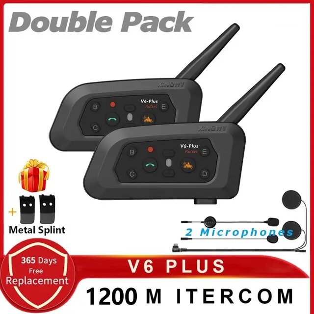 XINOWY V6 Plus мотоциклетный шлем гарнитура Bluetooth 1500M полнодуплексный переговорный коммуникатор для 6 гонщиков GPS водонепроницаемый V6
