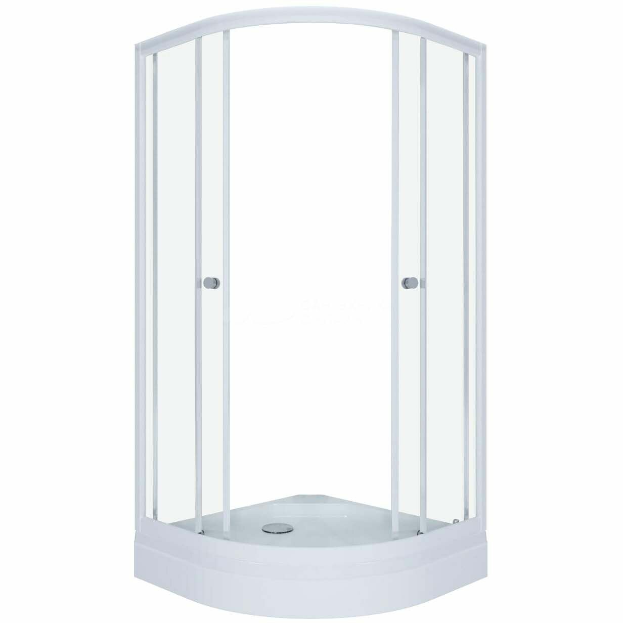 Душевой уголок Тритон (Triton) Ультра 800х800х1915 мм, прозрачный 4 мм, профиль белый (Щ0000061784) А (3 места+сифон D90)