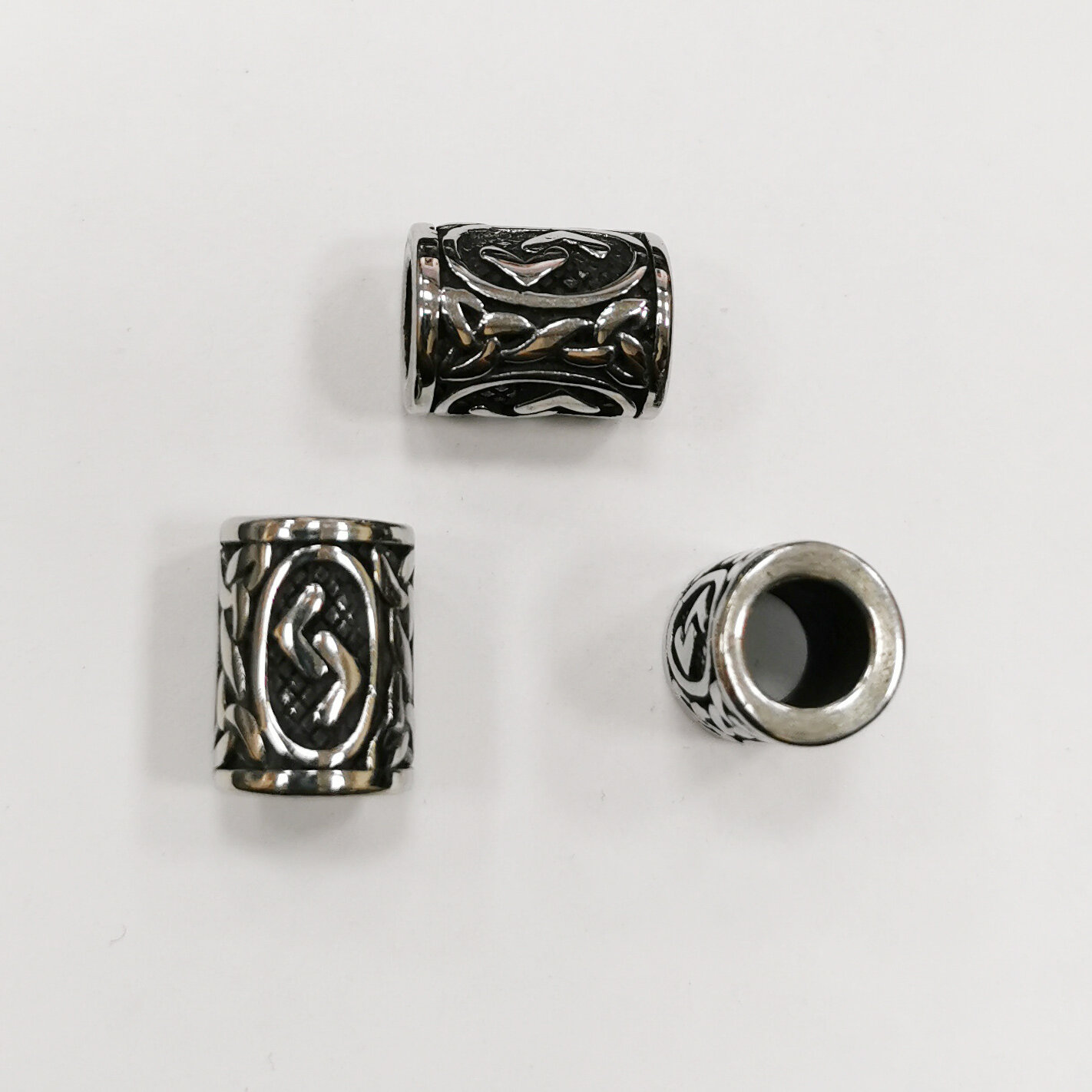 Бусина металлическая, 13х10мм, Руна Йера, базовый материал - нержавеющая сталь, без покрытия, с чернением, 1 шт.