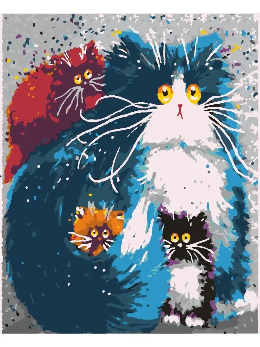 Картина по номерам. Раскраска Пять оттенков кошек