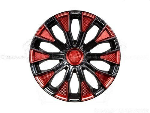 Колпаки декоративные (на пруж.) r-14 "волтек микс" бордово-черный, карбон (к-т 2 шт) (lw1464)