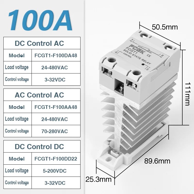 Твердотельное реле 100A FCGT1-F100DA48 DC control AC