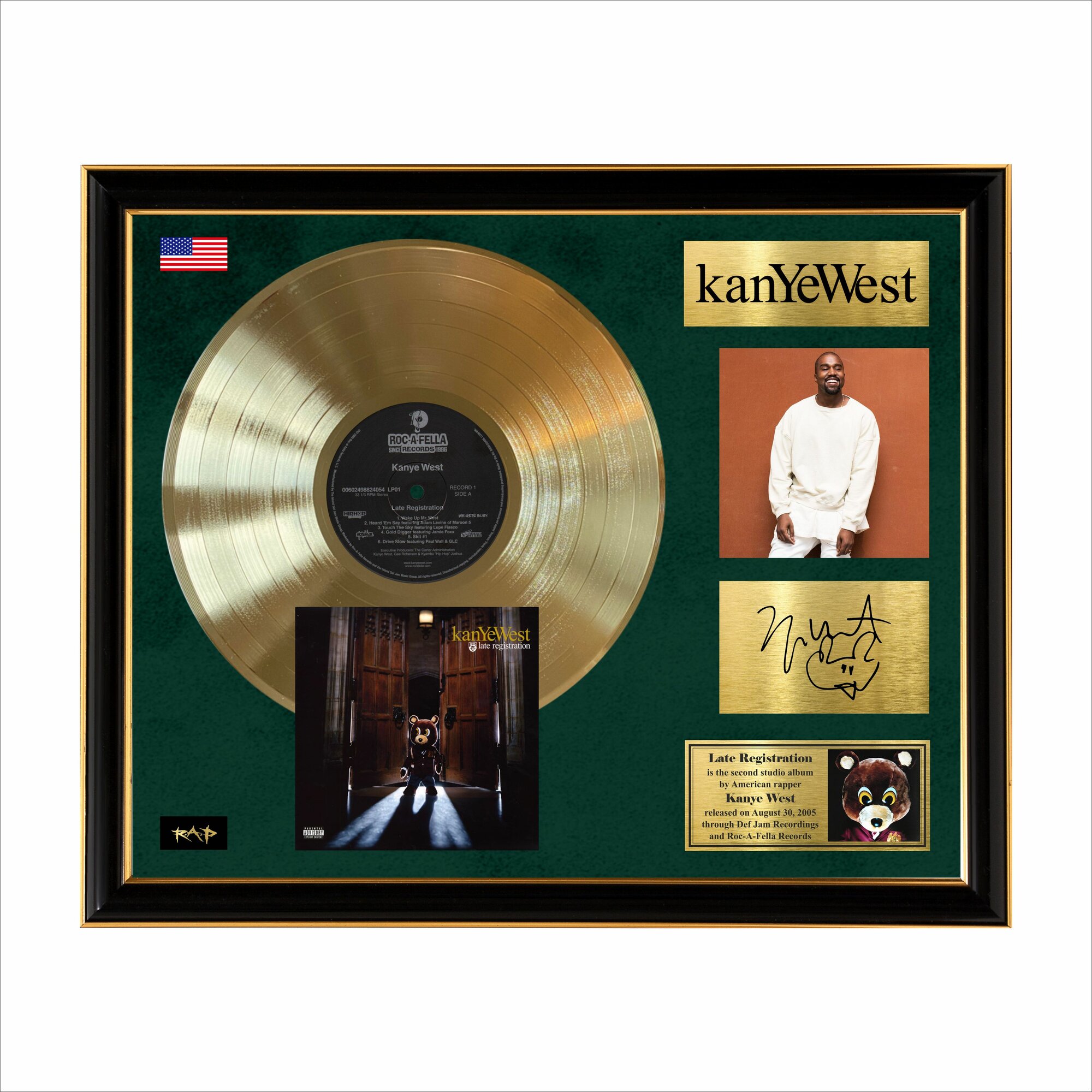 Kanye West Late Registration Золотой винил в рамке