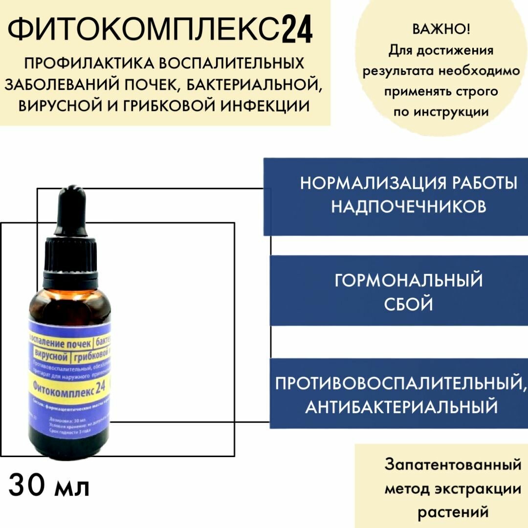 Капли на травах ВолгаЛадь-24 воспалительные заболевания почек, мочевого пузыря, мочеиспускательного канала, бактериальная вирусная и грибковая инфекции 30 мл