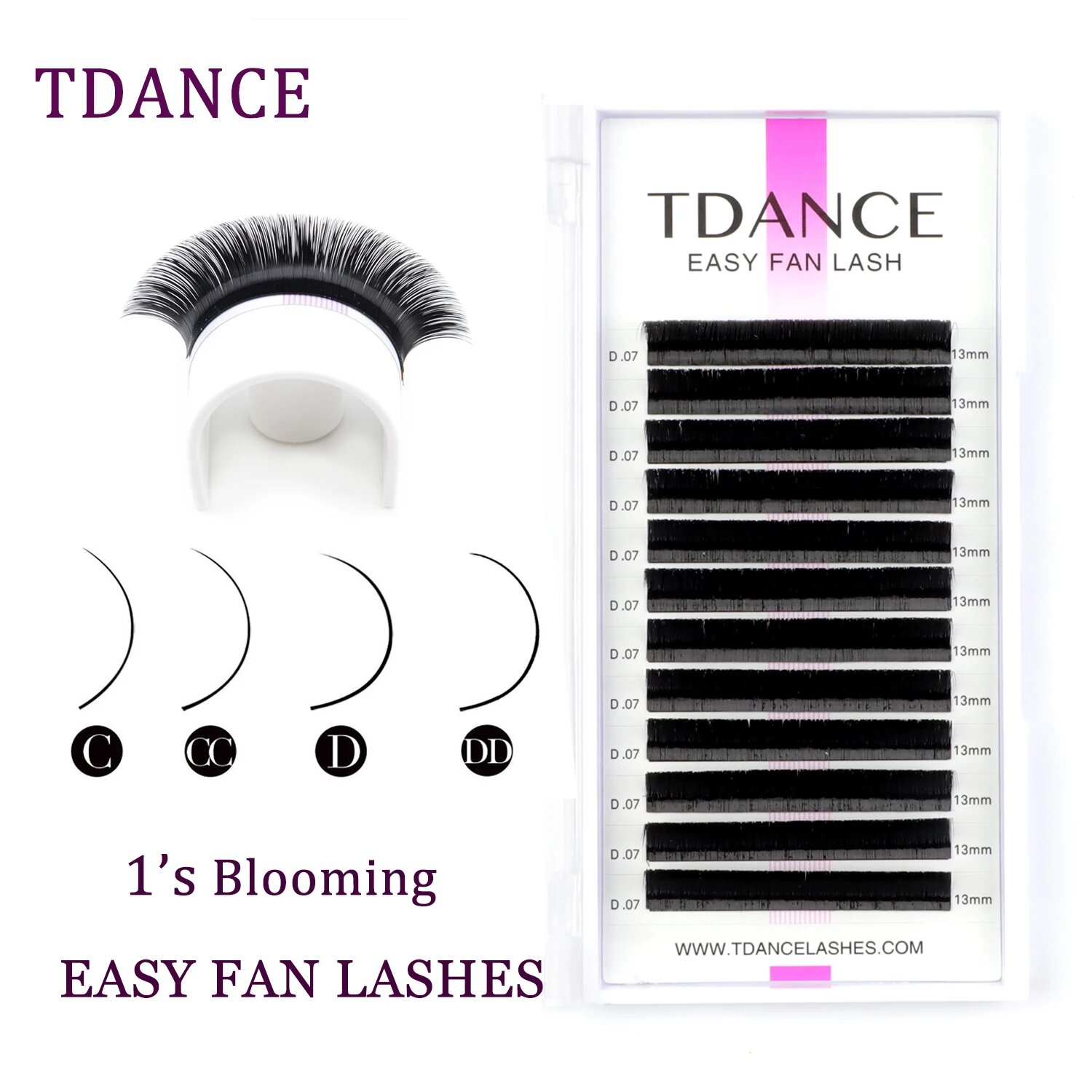 TDANCE Easy Fan Lashes искусственные ресницы 0.03/0.05/0.07 мм 8-20 мм CC, 0.05mm, 8-15MIX