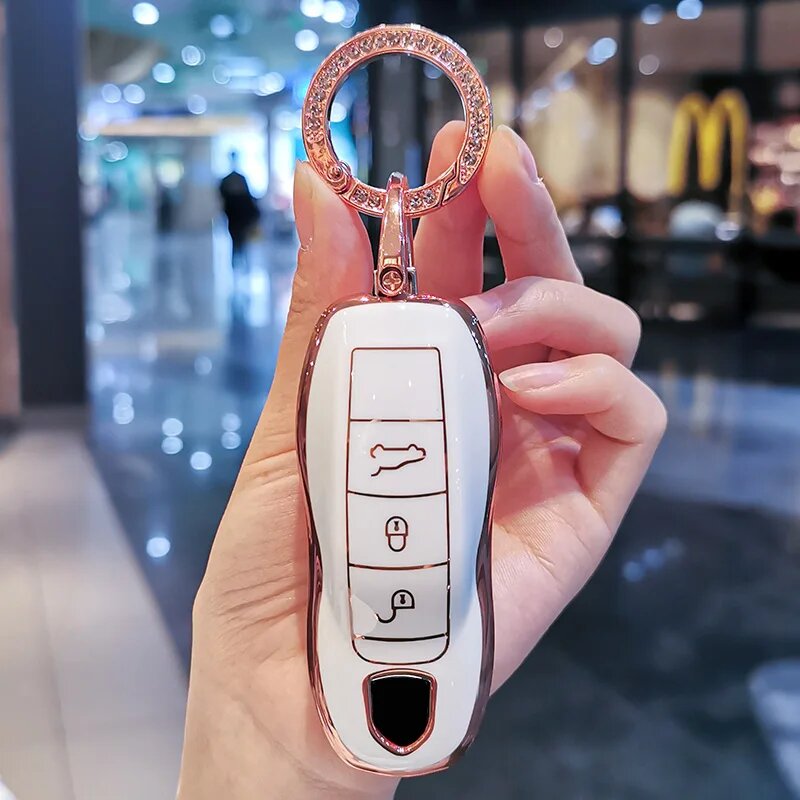 Новый чехол для ключей автомобиля Porsche Panamera, Macan, Cayenne, Cayman, Boxster, B white keyring