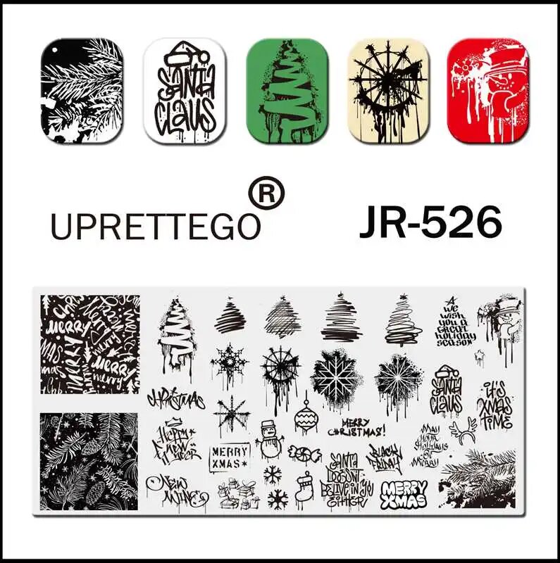 Трафарет для ногтей UPRETTEGO JR526, сталь