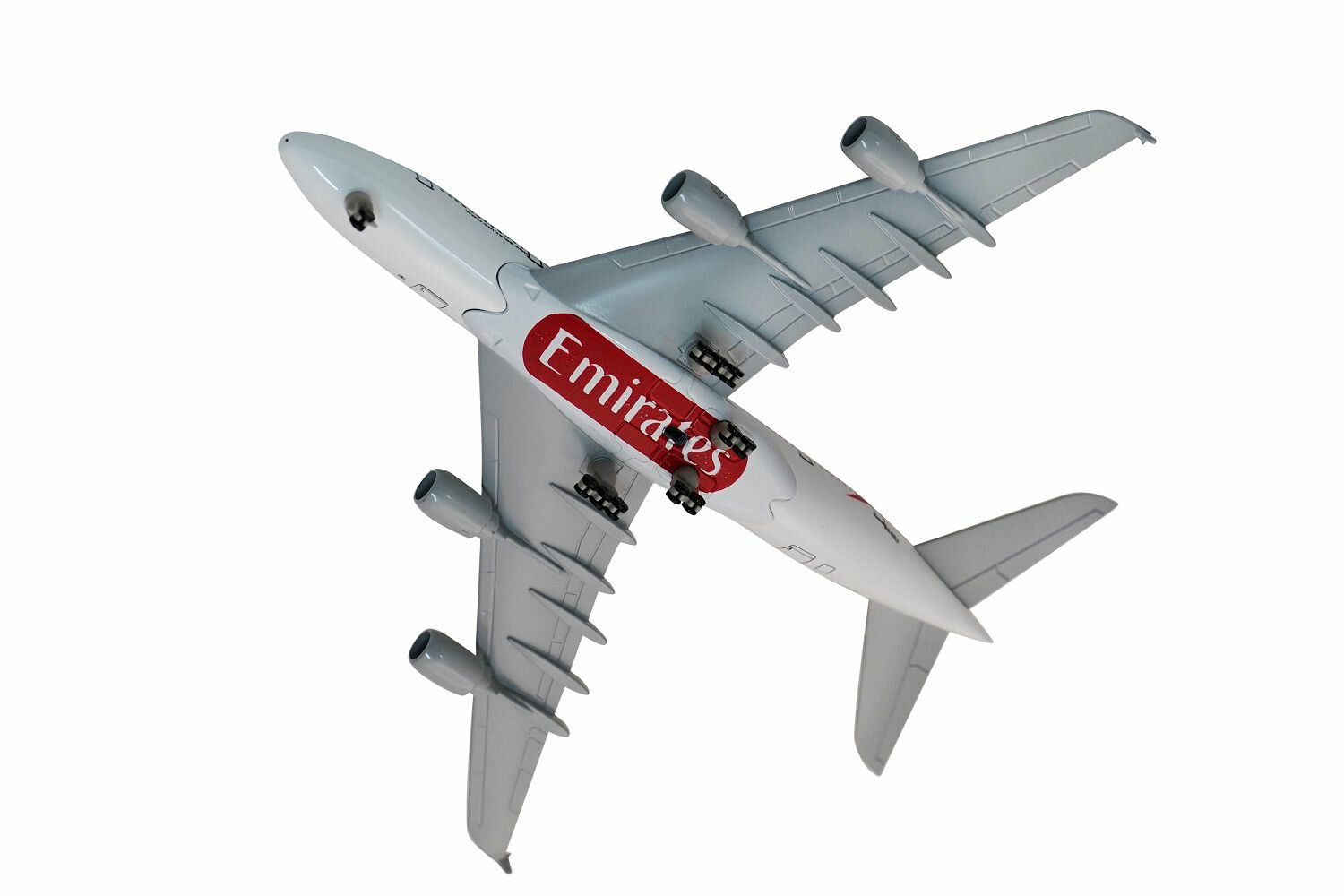 Самолет "Airbus A380", металл, антивандальные шасси, длина 20см, в комплекте с подставкой