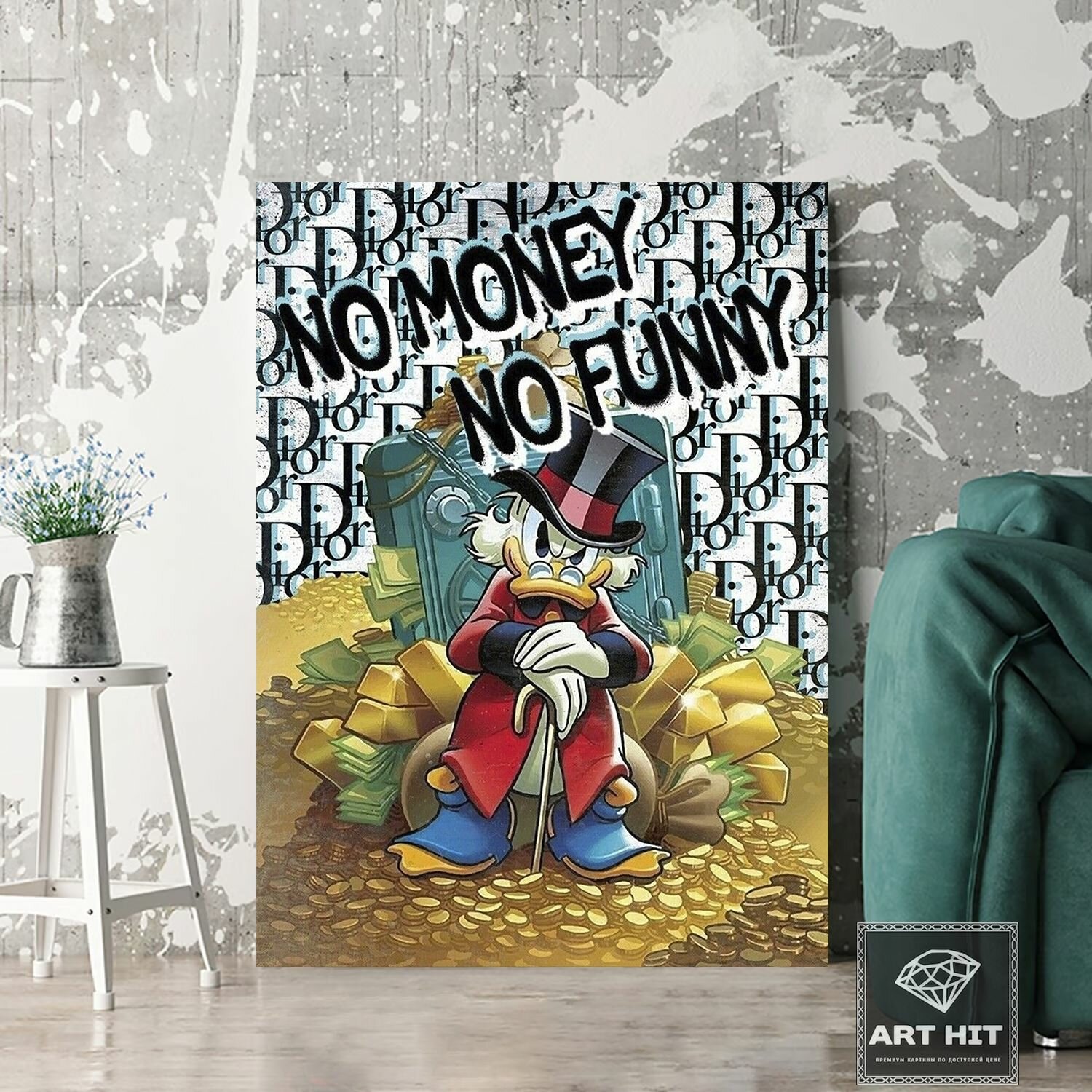Картина Скрудж Макдак и Дональд Дак с деньгами, 60х80 см.