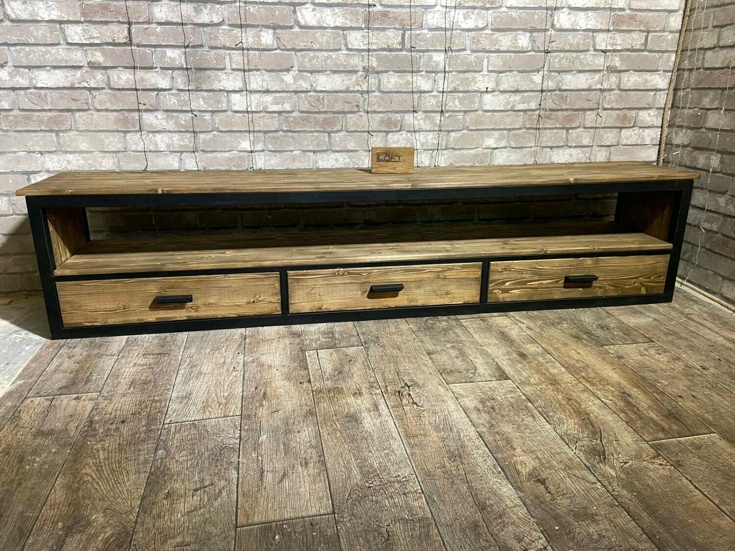 Тумба "EasyLOFT" в стиле лофт под телевизор, в гостиную, для дома и офиса, 200х40х50 см.