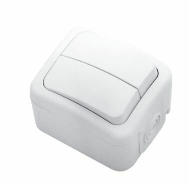 Переключатель проходной Mini OG IP54 о/у, белый KRANZ