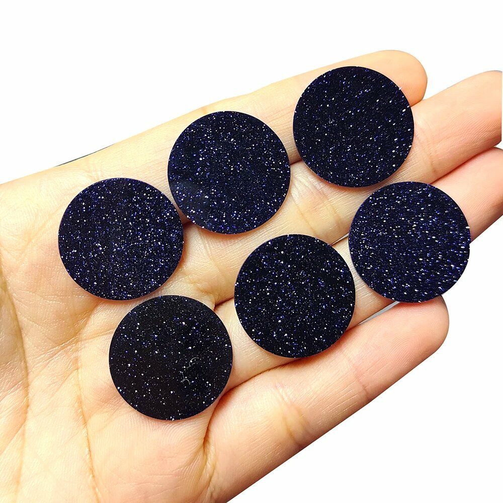 Круглые плоские синие камни из песчаника 12-20 мм, синие драгоценные камни для 16mm 50PCS