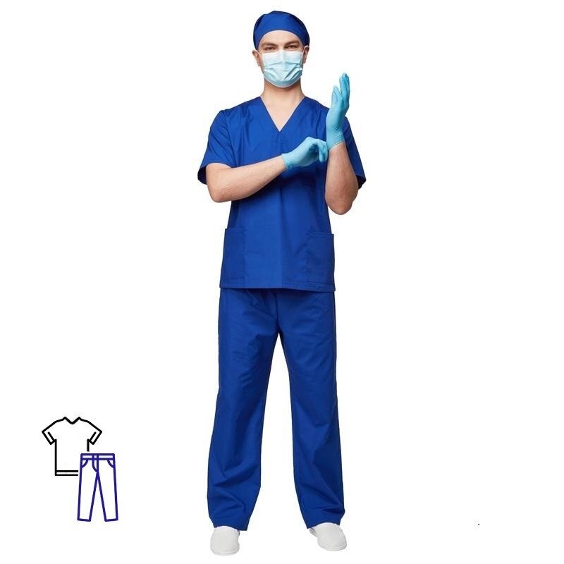 Костюм хирурга КНР универсальный, цвет васильковый, размер 44-46, на рост 158-164 (м05-КБР универс вас)
