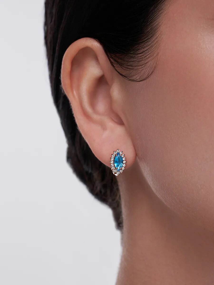 Серьги, серебро, 925 проба, фианит