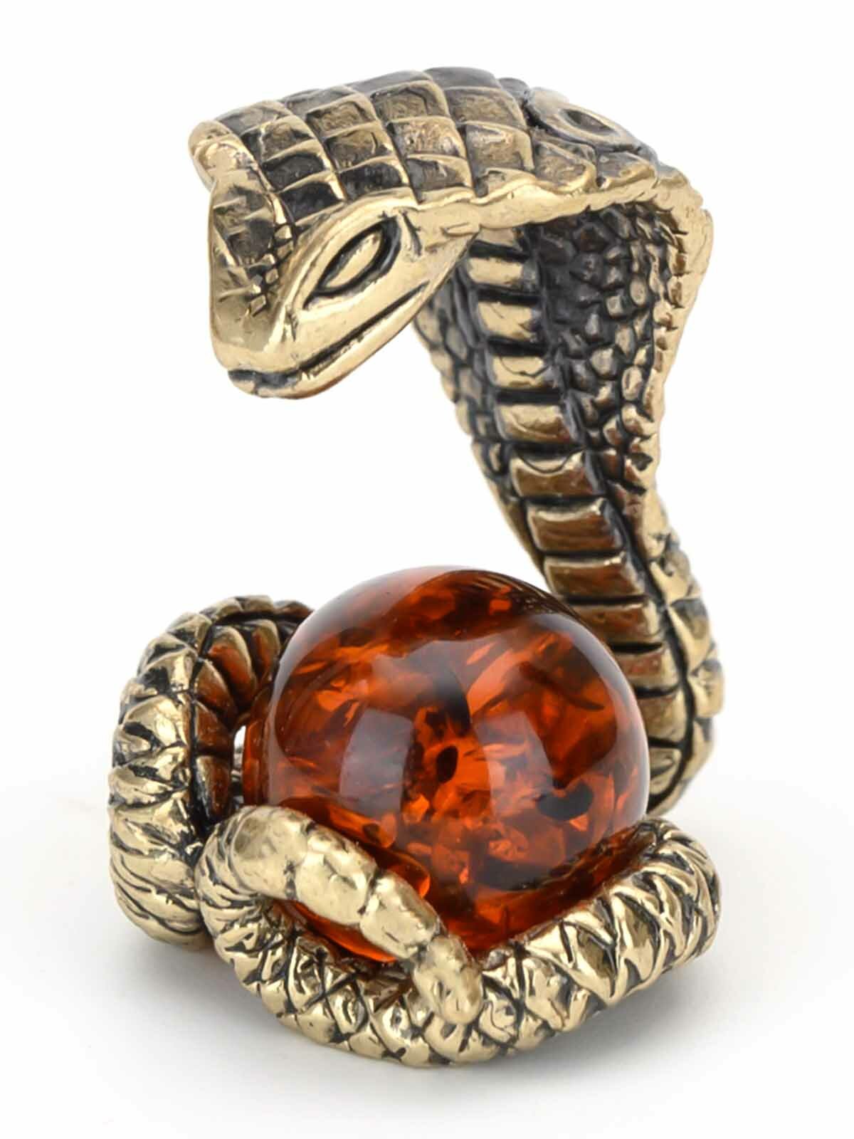Сувенирная фигурка - Змея Кобра, Балтийский Янтарь, 3,0 см