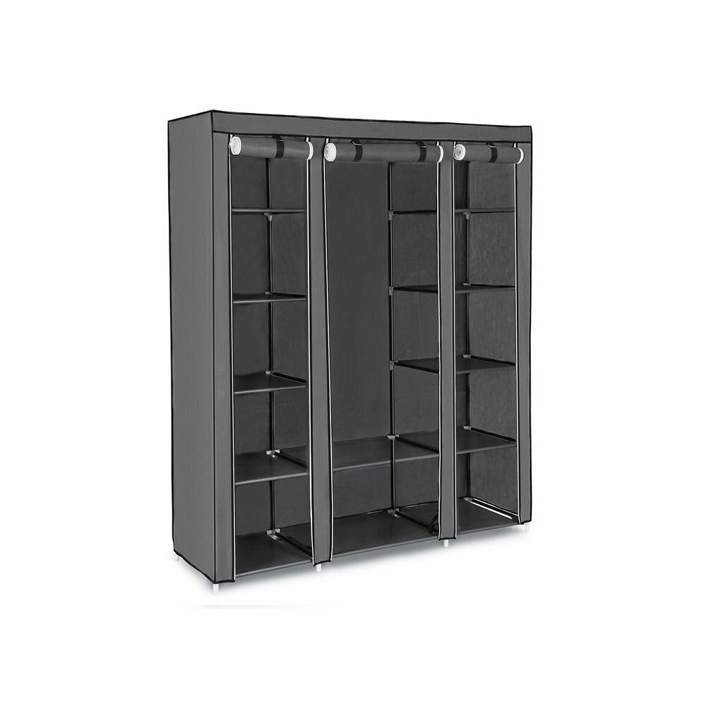 Шкаф складной SONGMICS тканевый, со штангой и полками - 150 x 45 x 175 см, серый-LSF03G