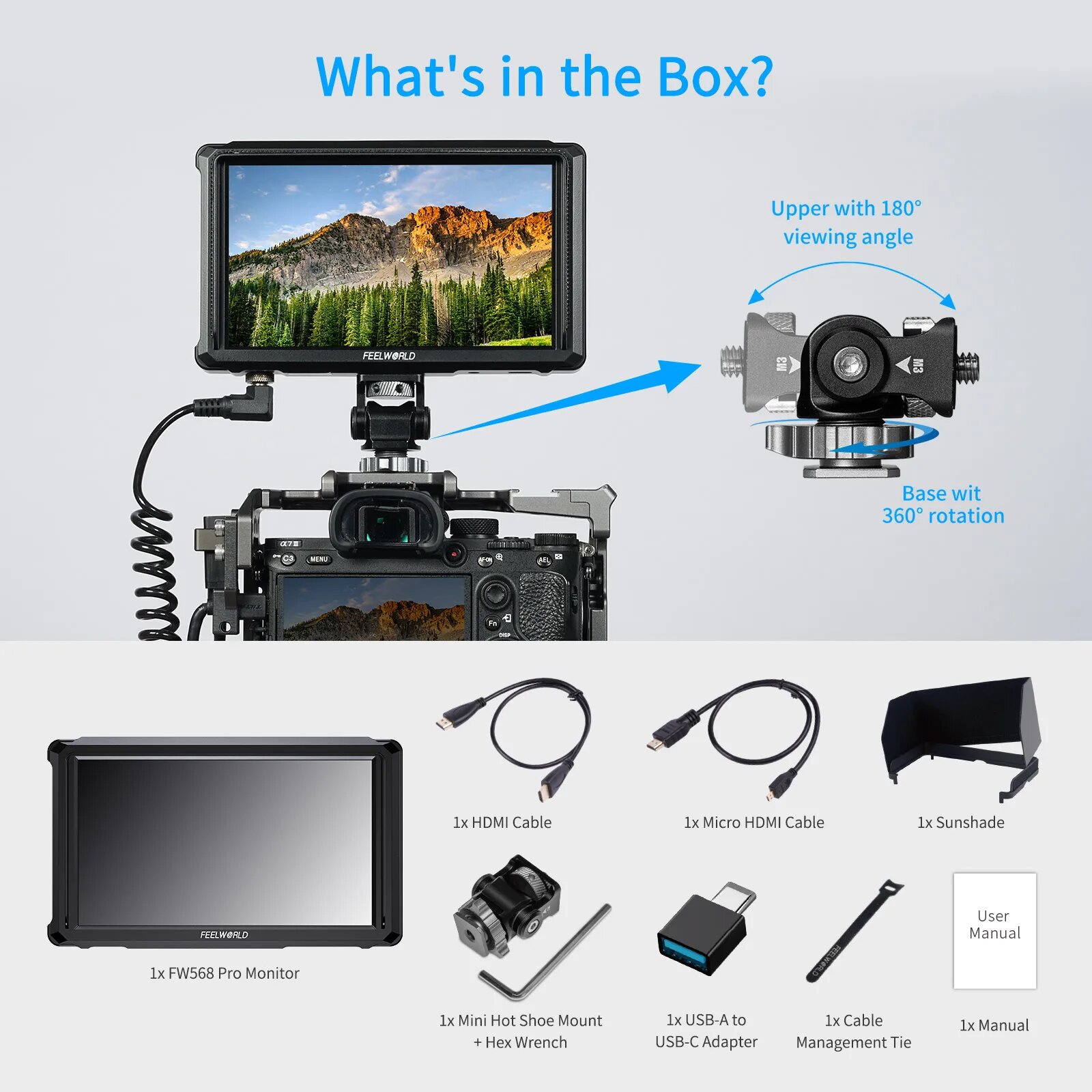 FEELWORLD FW568 PRO 60 Гц 6-дюймовая 1200 нит яркая камера DSLR-монитор 4K HDMI для легкого подвеса Rig