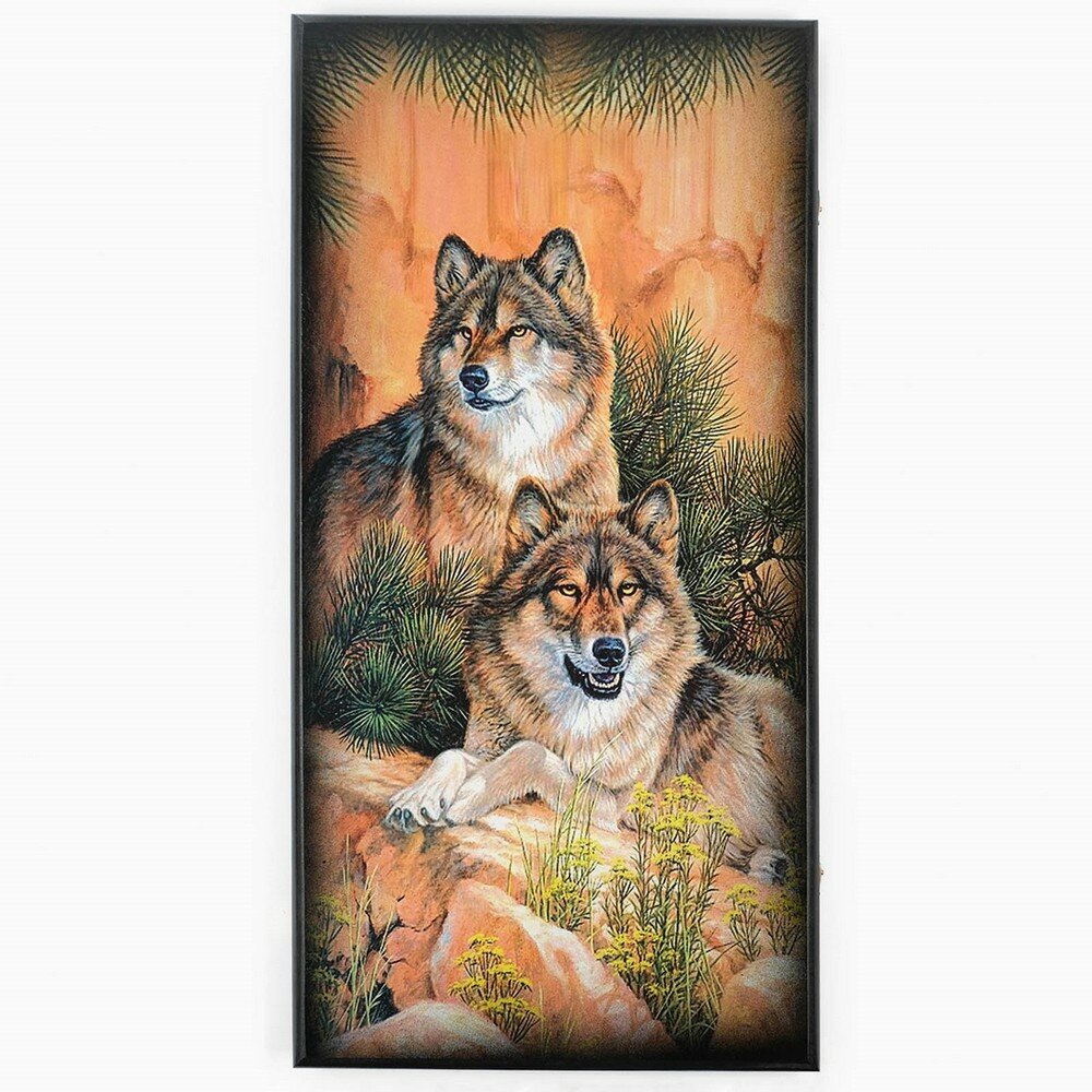 Настольная игра 2 в 1 нарды, шашки «Волки», деревянные, 60?60 см