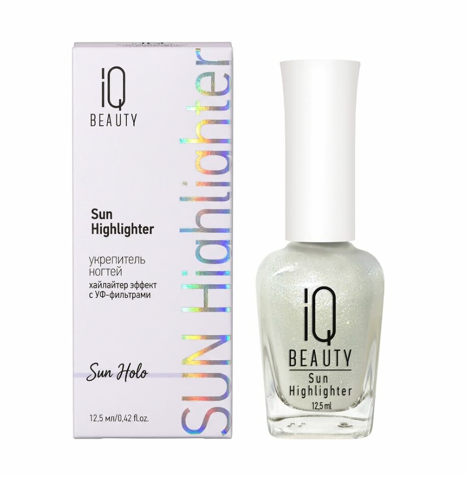 IQ Beauty Хайлайтер для ногтей Sun Highlighter с УФ-фильтрами 01 Sun Holo, 12,5 мл