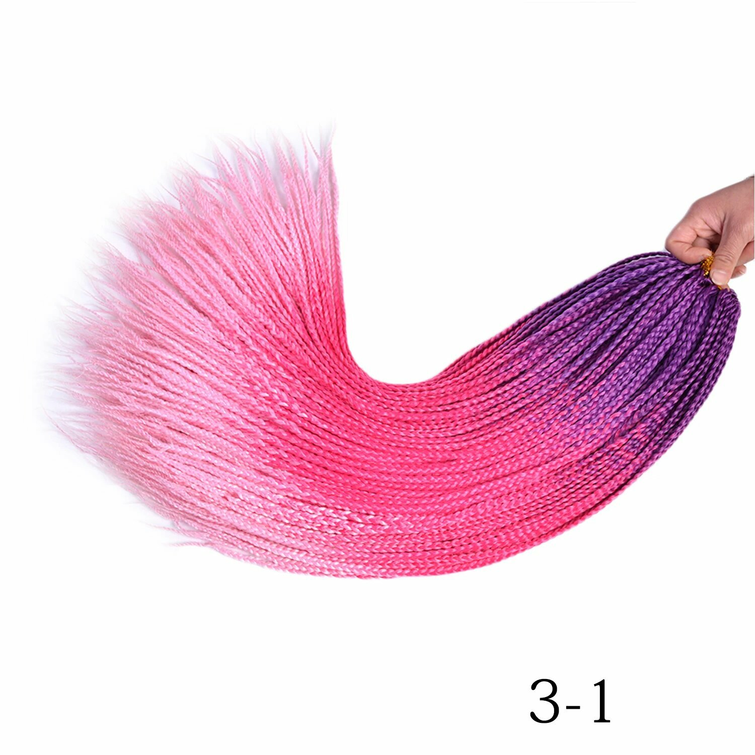 Косы синтетические 24" омбре розовый-фиолетовый 3-1