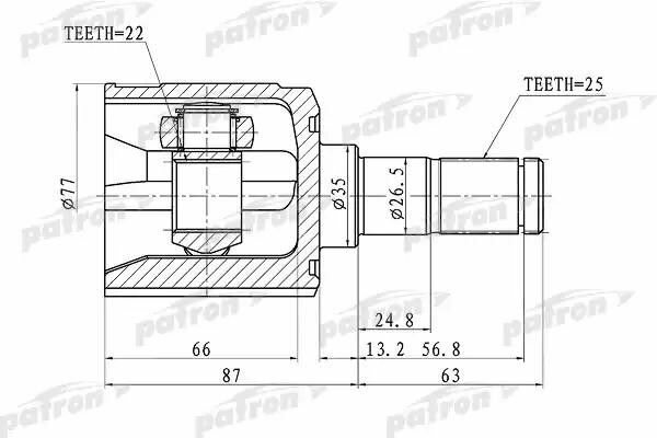 PCV1003 ШРУС HYUNDAI ACCENT LC 1.3-1.5 00-10 внут.
