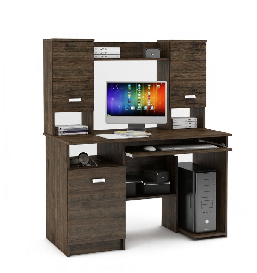 Компьютерный стол "Имидж (Арсенал) 13" с надстройкой и ящиком, ЛДСП, 120 x 60 x 141 см