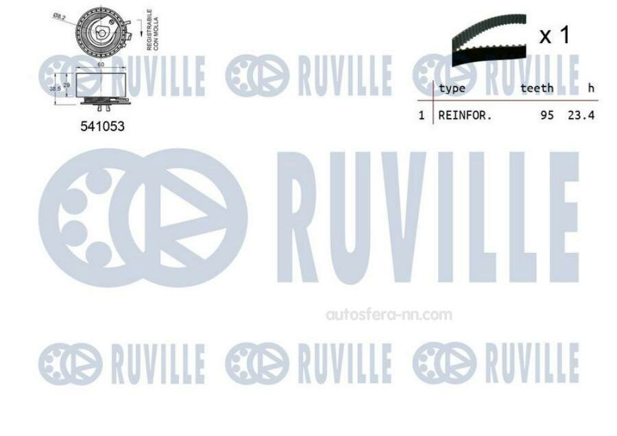 RUVILLE 550119 Комплект ГРМ RENAULT LOGAN/SANDERO/CLIO 1.2 2001 => (ролик 1шт+ремень 95x23.4)