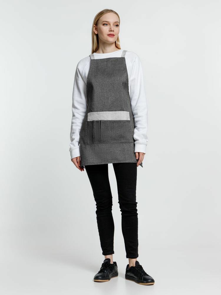 Фартук кухонный женский для художника Settle In, темно-серый подарок девушке женщине маме подруге