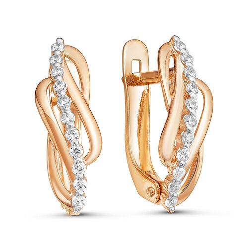 Серьги, золото, 585 проба, фианит