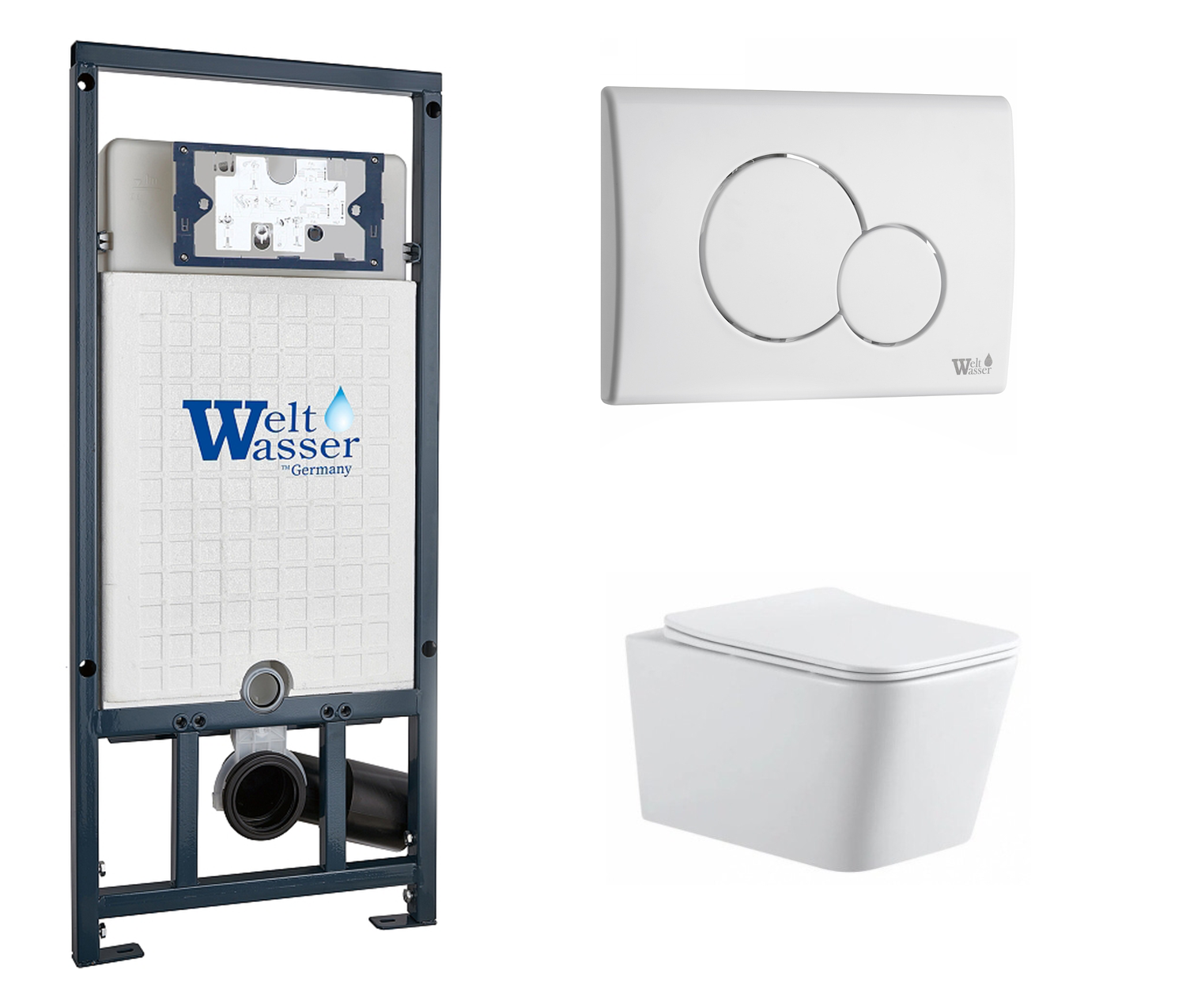 Комплект 3 в 1 инсталляция WeltWasser WW Marberg 507 + Подвесной унитаз SinteSi BALTI с кнопкой белой RD 10000005949 + SIN-TS-BLT-171 + 10000010236