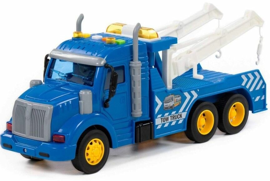 Игрушечная машинка-эвакуатор "Профи", автомобиль инерционный, детская сюжетно-ролевая пластиковая модель для мальчиков со светом и звуком, цвет синий