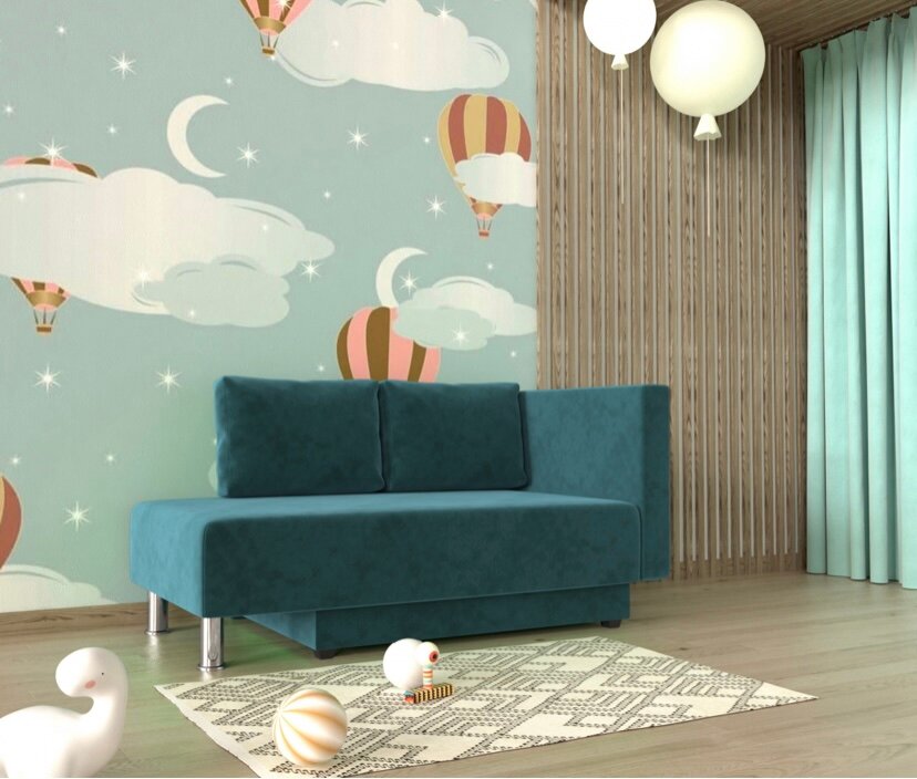 Детский диван Леон на столбах, Изумрудный