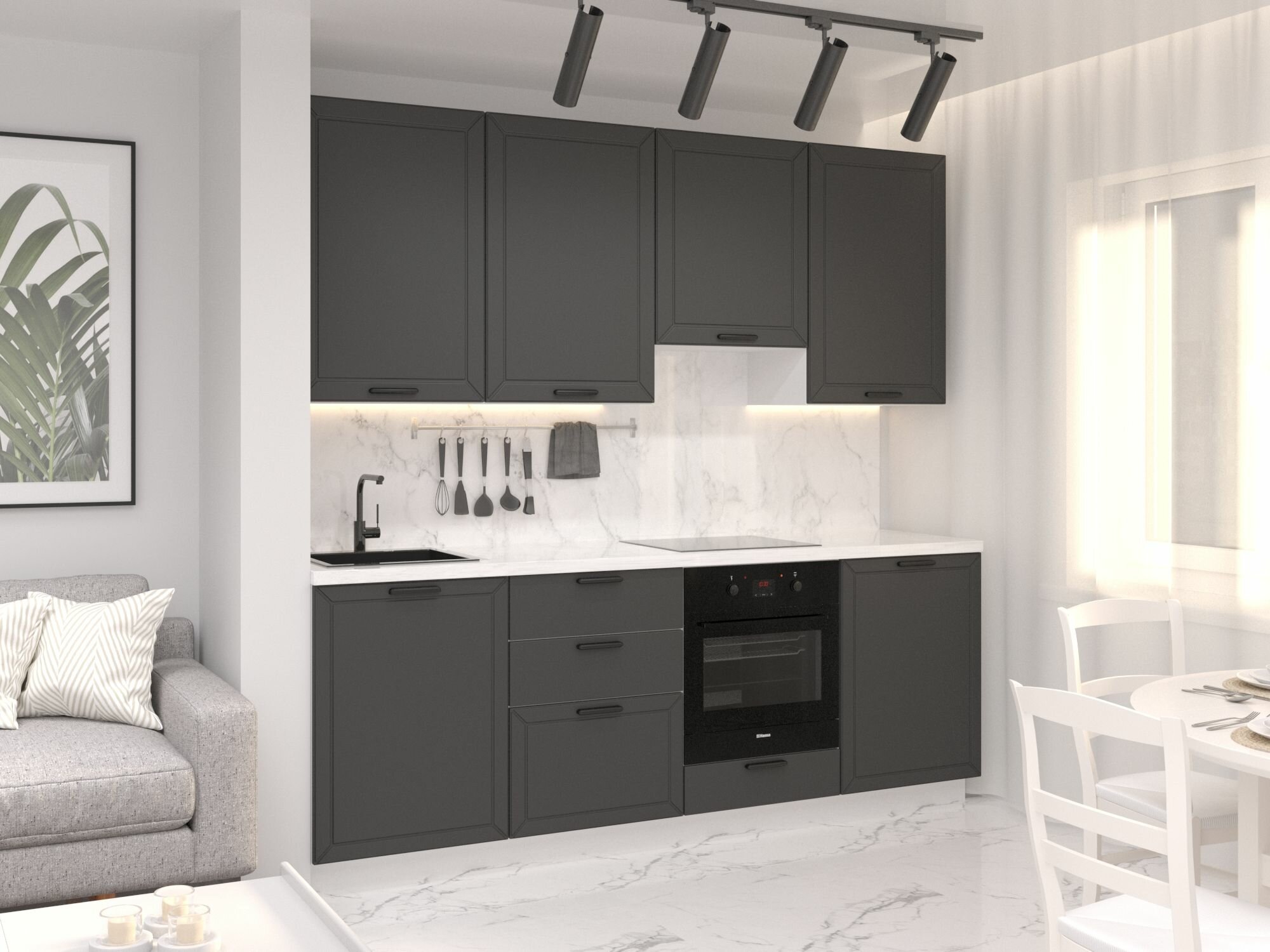 Кухонный гарнитур Глетчер Маренго Силк, 2400 мм