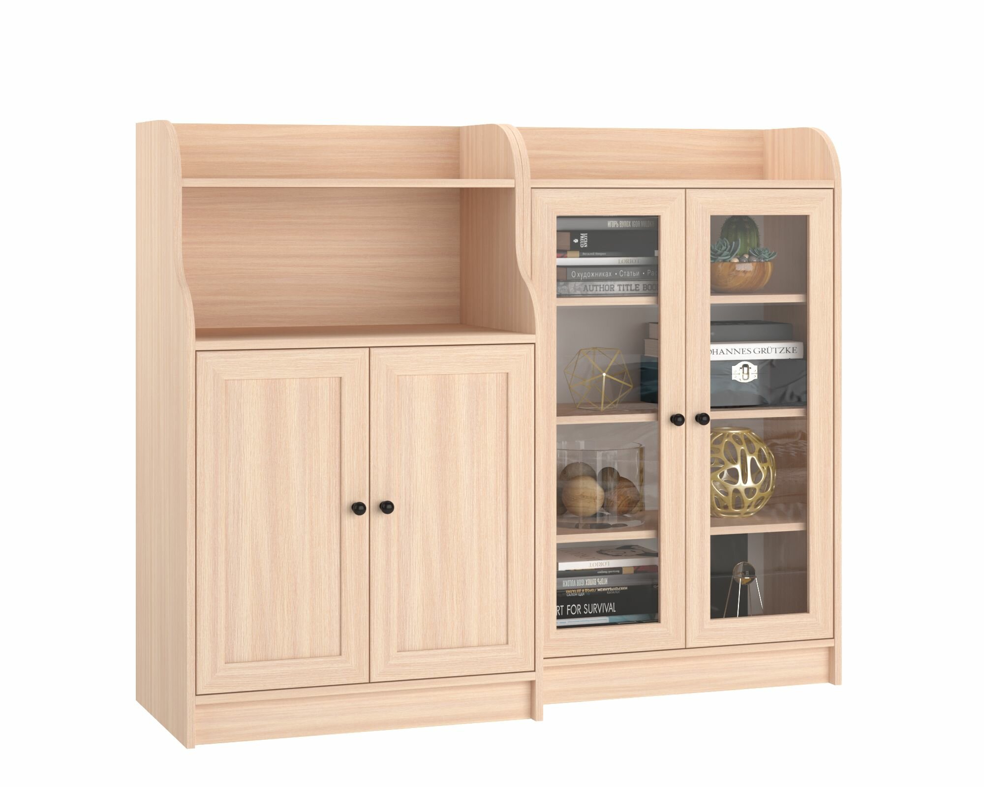 Комод с полками "Хауга Дуб молочный 10" 140х116х46