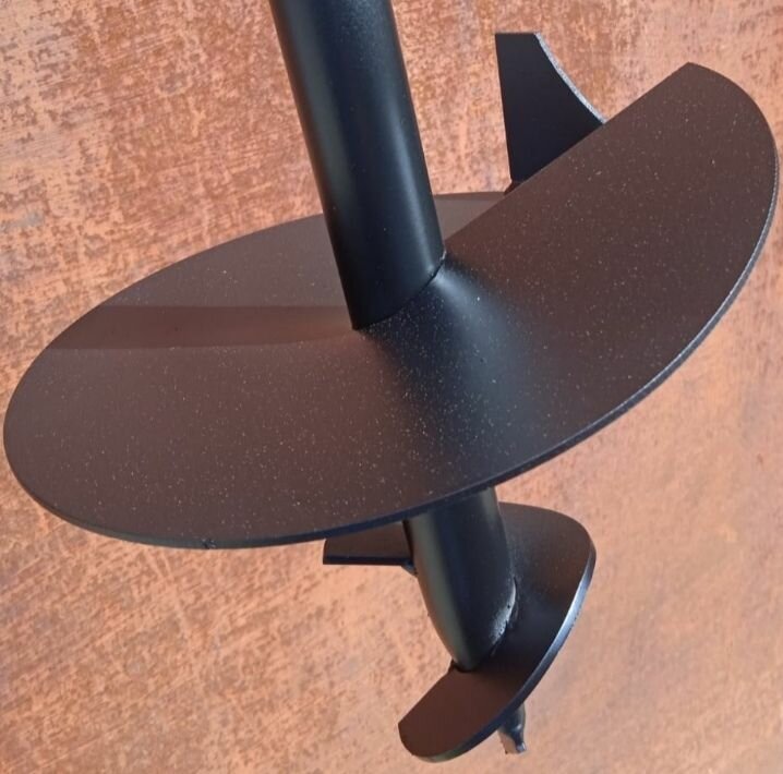 Бур садовый, D-250мм x1 метр, Т-образная рукоятка, металлический, чёрный