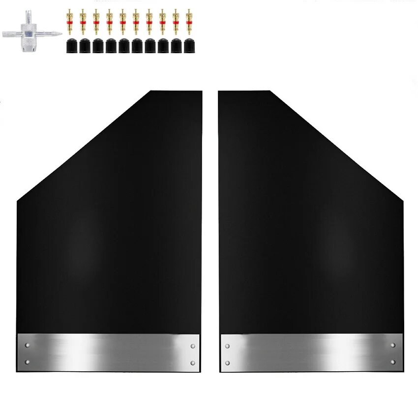 Сверхмощные Универсальные Брызговики, брызговики, передние и задние щитки для пикапа, внедорожника, фургона, из нержавеющей стали Black - 2pcs