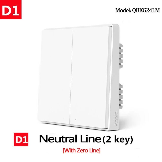 Aqara D1 Беспроводной выключатель 2Key (D1 With Neutral)