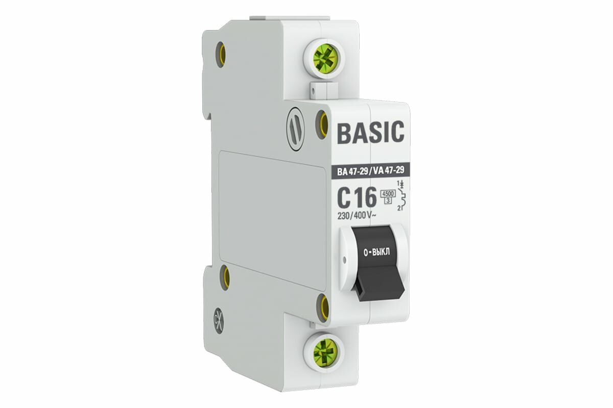 EKF 1P 16A C 4,5 кА ВА 47-29 Basic mcb4729-1-16C автоматический выключатель