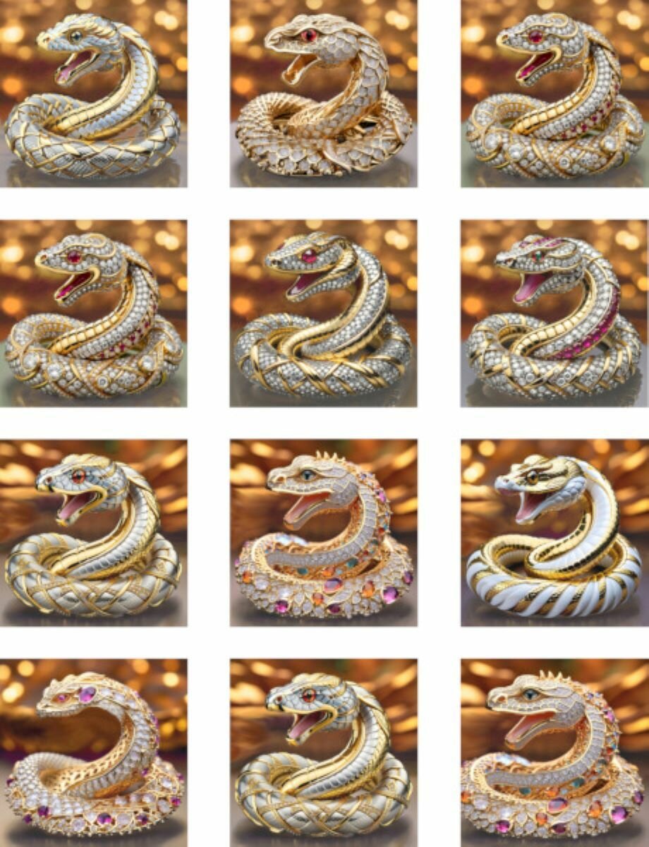 Водорастворимые картинки для мыла "Змейки золотые" А4