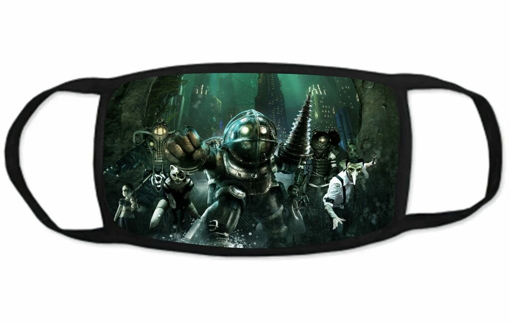 Маска защитная тканевая на лицо BioShock, Биошок №3, Взрослая - 20 на 12,5 см