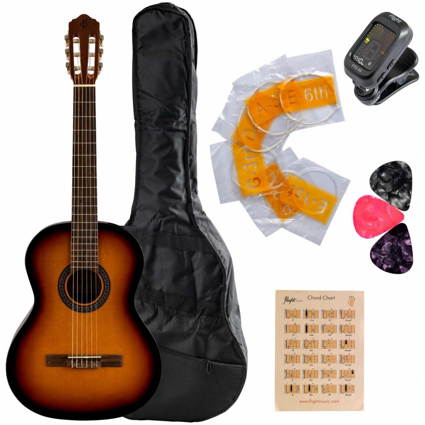 Классическая гитара в наборе Flight C-120 SB Pack