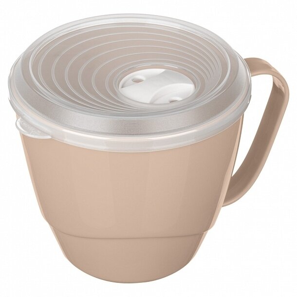 Контейнер для хранения продуктов Бытпласт Phibo кружка для бульона полипропилен с крышкой и клапаном бежевый 14x11.8x10.1см объем 0.72л / емкость герметичная