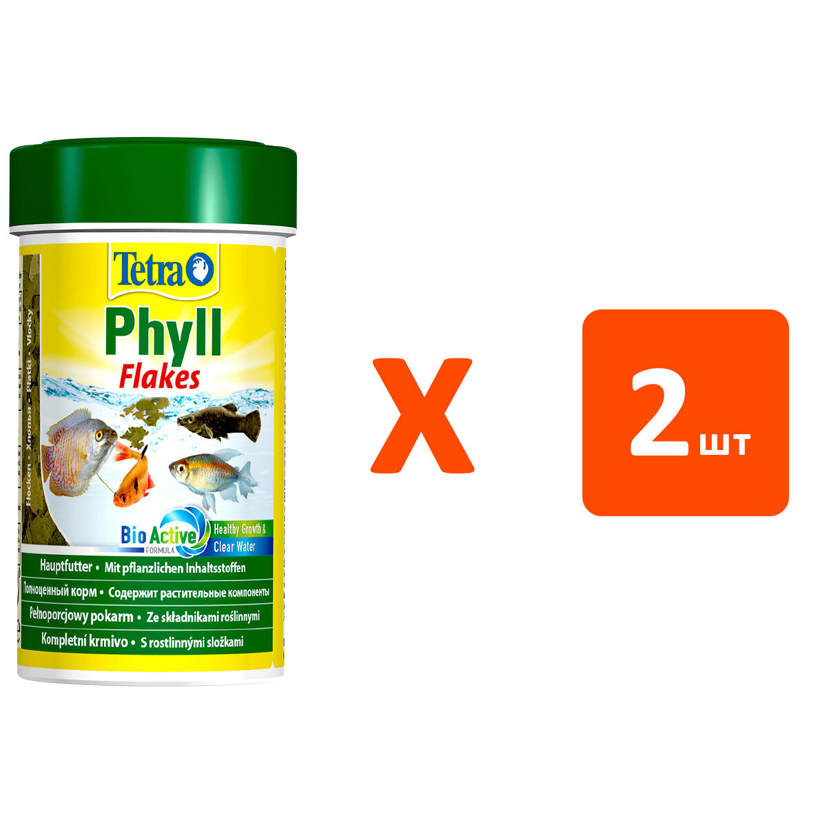 TETRА PHYLL FLAKES корм хлопья для травоядных рыб (100 мл х 2 шт)